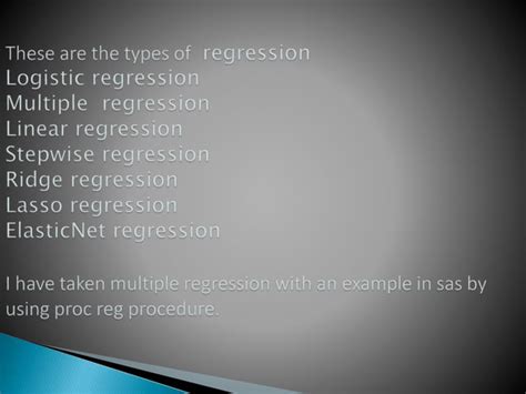 Regression Analysis Using Sas Pptx
