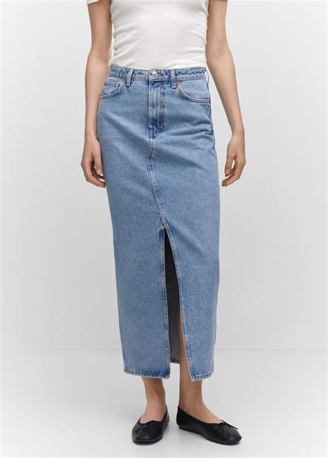 Slit Denim Skirt Women Mango Usa