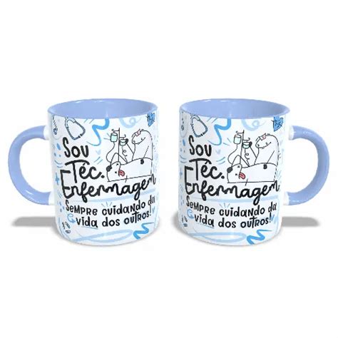 Caneca profissões flork Téc Enfermagem nome loja