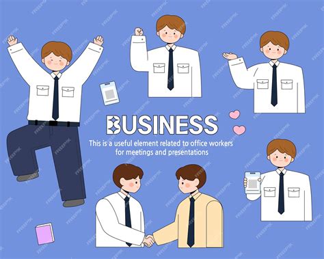 Common Elements Of Office Worker Elements In Presentations Premium Vector