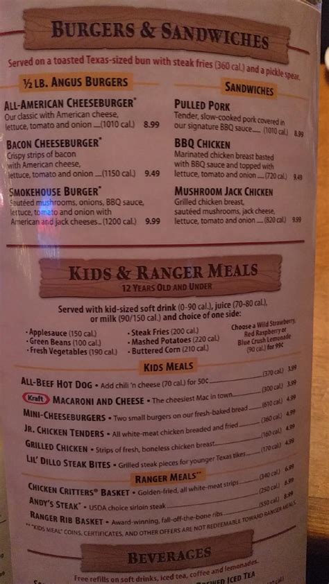 Carta De Barbacoa Texas Roadhouse Temple