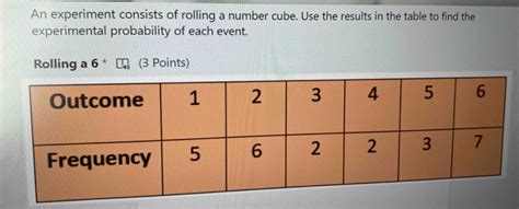An Experiment Consists Of Rolling A Number Cube Use The Results In The