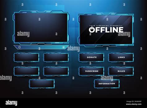 Futuristic Gaming Screen Panel And Border Design Vector Live Gaming Overlay Decoration With