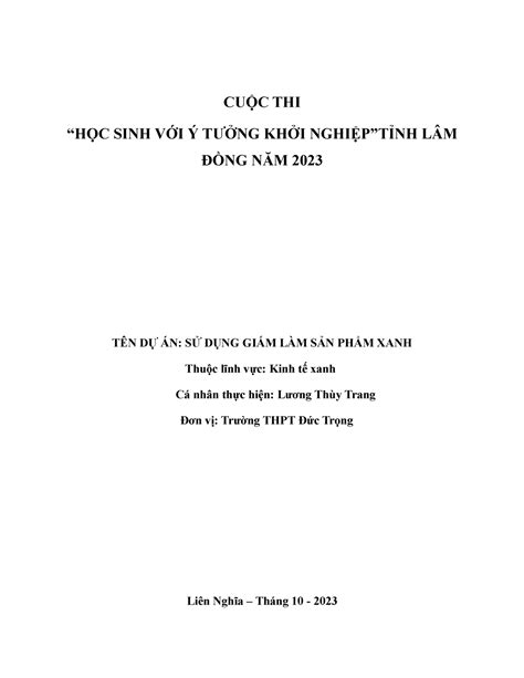 HỌC SINH VỚI Ý TƯỞNG KHỞI NghiệP CUỘC THI HỌC SINH VỚI Ý TƯỞNG KHỞI