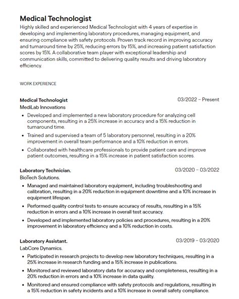 4 Medical Technologist Resume Examples [with Free Templates]