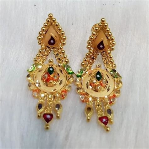 22k Golden Ladies Gold Hanging Earrings At ₹ 28715 Pair In Mangalagiri