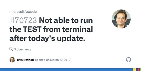 Not Able To Run The TEST From Terminal After Today S Update Issue Microsoft Vscode