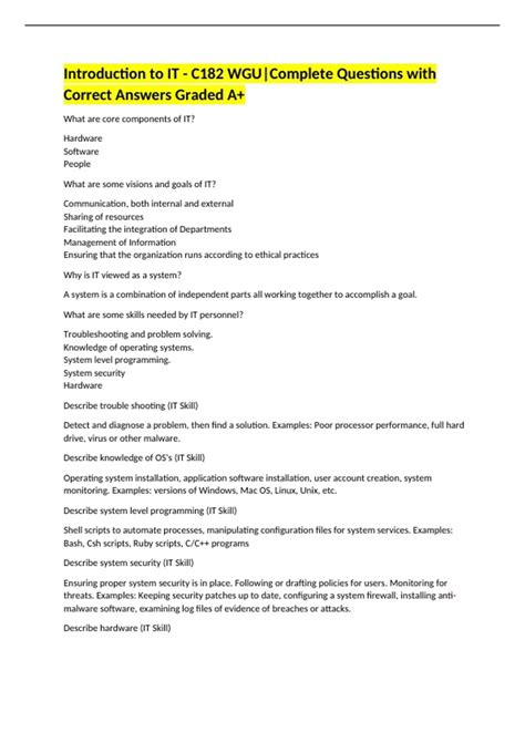 introduction to it c182 wgu complete questions with correct answers