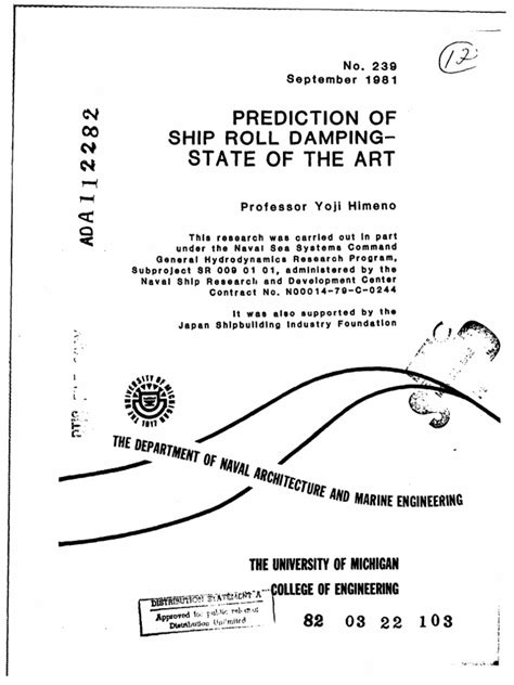 Prediction Of Ship Roll Damping State Of The Art Pdf Nonlinear
