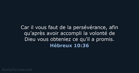7 septembre 2023 Verset Biblique du Jour BDS Hébreux 10 36