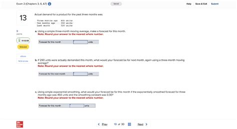 Solved Actual Demand For A Product For The Past Three Months