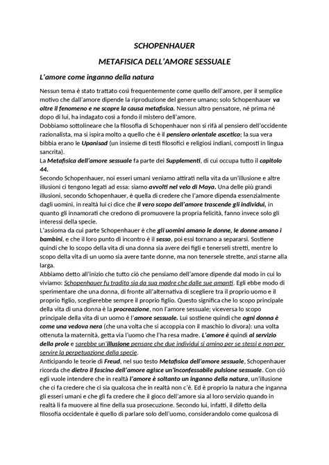 Riassunto Metafisica Dellamore Sessuale Schopenhauer Sbobinature Di