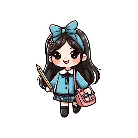 Hand Drawn Cute Girl Cartoon Illustration Premium Ai Generated Vector