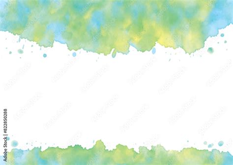 上下に水色と緑の水彩絵の具のテクスチャのある背景 横型 Stock Vector Adobe Stock