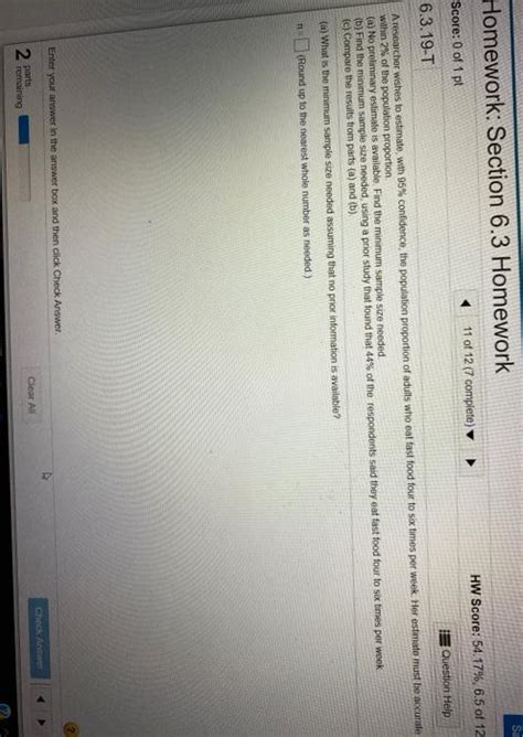 Solved Se Homework Section 6 3 Homework Score 0 Of 1 Pt 11