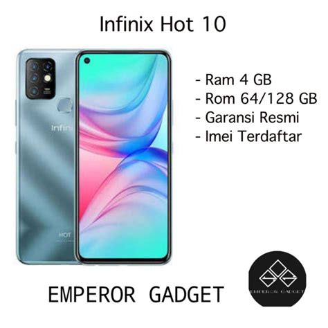 Jual Infinix Hot 10 Ram 4 64 GB 4 128 GB Resmi Hitam 4 128 Jakarta