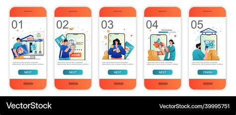 Mobile Banking Concept Onboarding Screens Vector Image