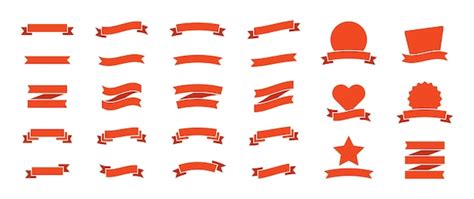 Conjunto De Vector De Cinta De Bandera Roja Vector Premium