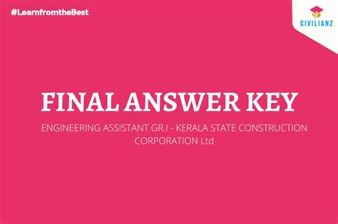 ENGINEERING ASSISTANT GRADE I KSCC DEPT FINAL ANSWER KEY