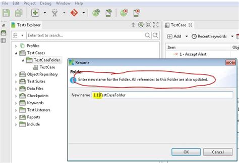 Test Case Scripts In A Folder Whose Name Contains A Dot After Renaming