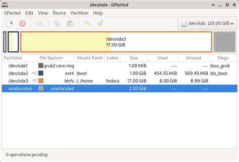gparted a free application for graphically managing disk device