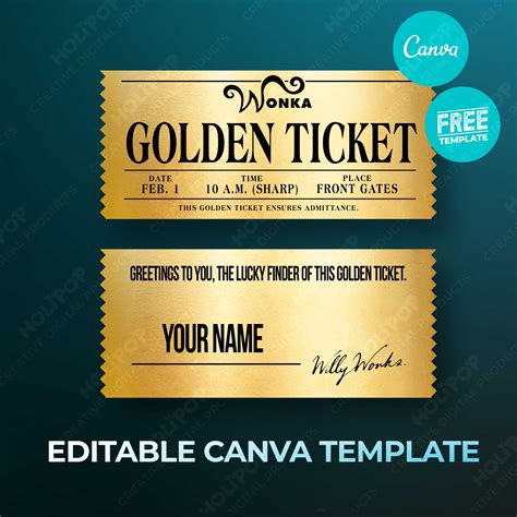 Willy Wonkas Golden Ticket Editable Template Diy Chocolate Factory