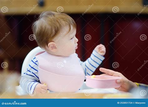Madre Alimentando A Un Niño Lindo Bebé Saludable Comiendo Alimentos