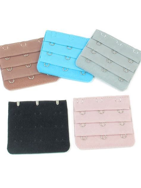 3 Rows Hook And Eye Tape Bra Strap Extender Cyan Black Rose Pink 5 Pcs