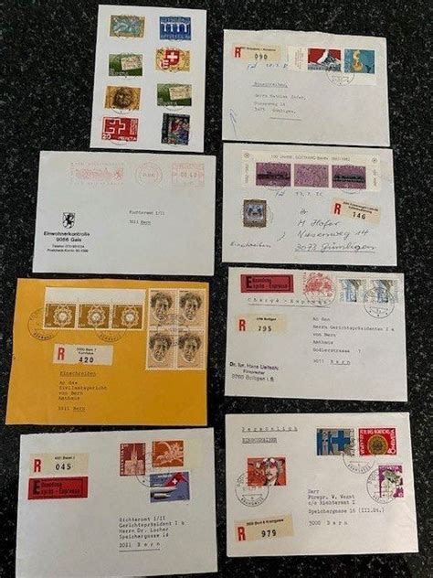 Schweizer Briefmarken Couverts mit schönen Stempeln 216stk Kaufen