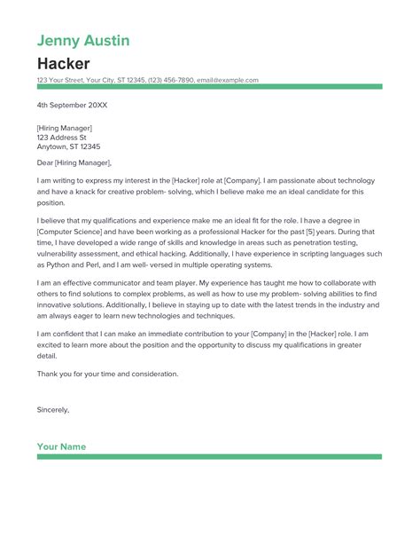 Best Hacker Cover Letter Example For 2023