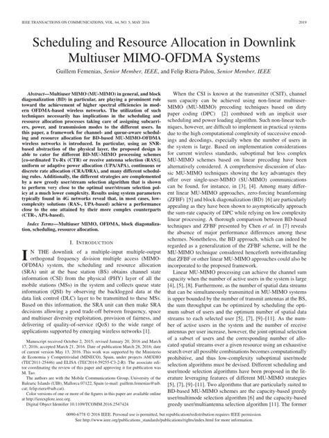 pdf scheduling and resource allocation in downlink multiuser mimo