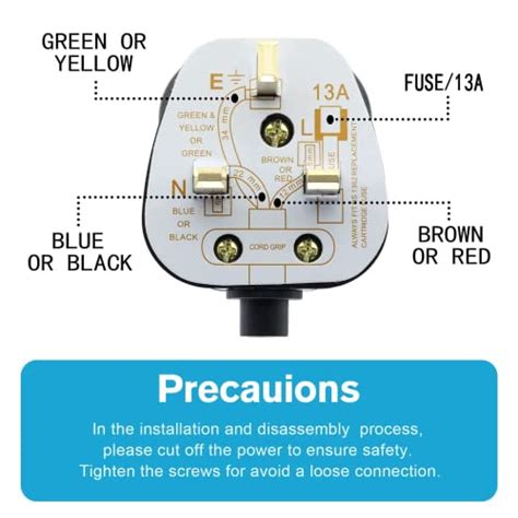 Uk Plugs With 13 Amp Fused 3 Pin Mains Plug With Cord Grip Rewireable