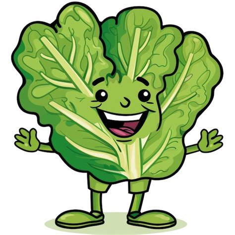 Premium Photo Cheerful Lettuce Cartoon Character Design For Comics And Clip Art