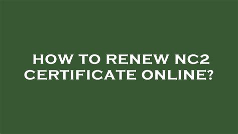 How To Renew Nc2 Certificate Online Youtube