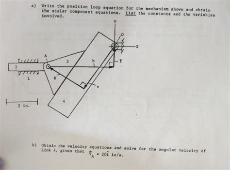 Solved A Write The Position Loop Equation For The Mechanism Chegg Com