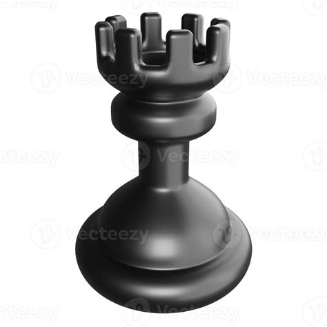 Black Rook Chess Piece Clipart Cartoon Design Icon Isolated On