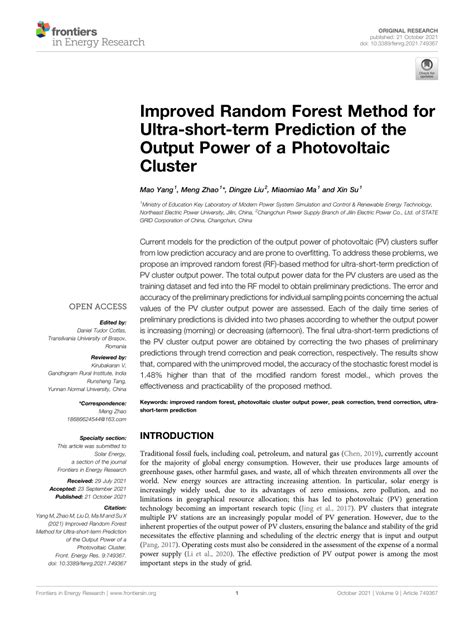 Pdf Improved Random Forest Method For Ultra Short Term Prediction Of The Output Power Of A