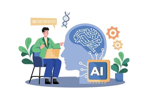 신경망은 Ai 학습을 위해 인간의 두뇌를 시뮬레이션합니다 프리미엄 벡터