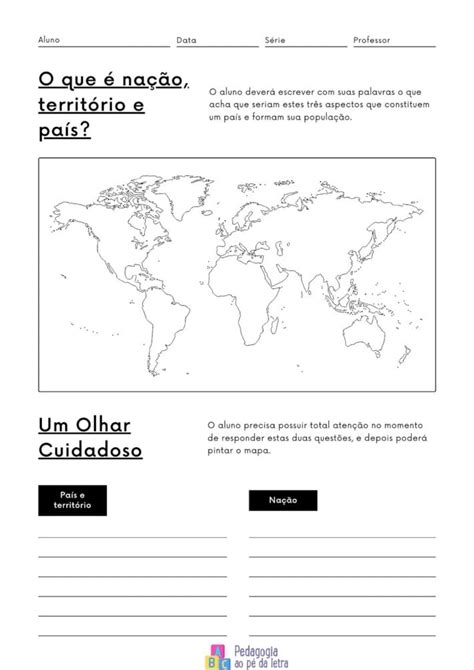 Atividades de Geografia Estado Nação Território e País Para Imprimir