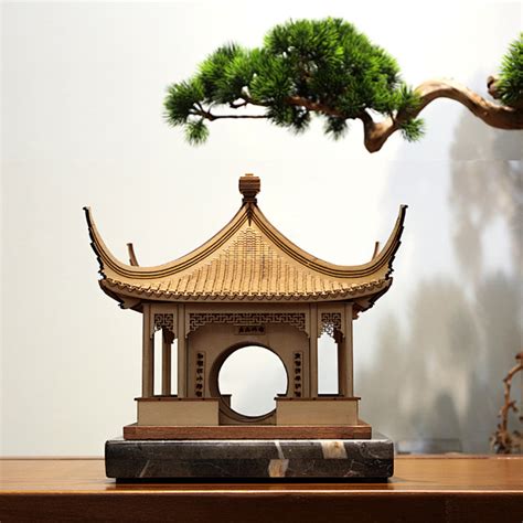 现货 新中式禅意中国风古梧竹幽居建筑模型木质成品摆件软装饰品 淘宝网