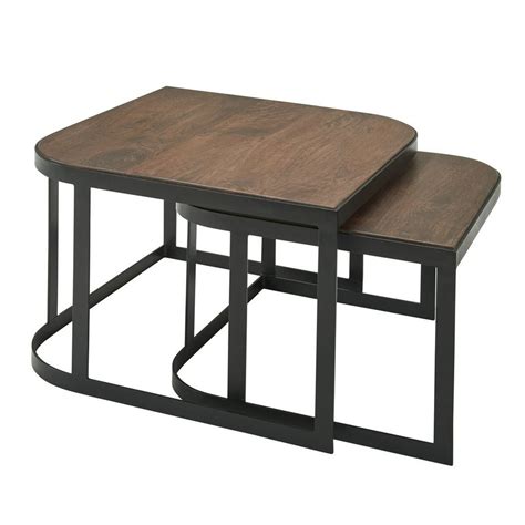 Möbelando Couchtisch Couchtisch 2er Set Mango Massivholz Metall Wohnz