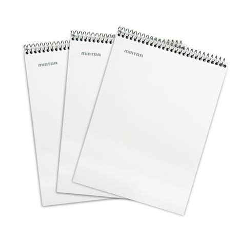 Top Bound Spiral Notebook White College Ruled 3pack
