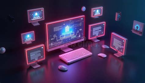 Digital Screens Showcase Web Page Modules Assembling On Display Modern Computer Tech Concept