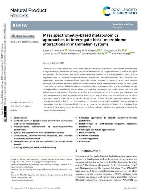 Pdf Mass Spectrometry Based Metabolomics Approaches To Interrogate Host Microbiome