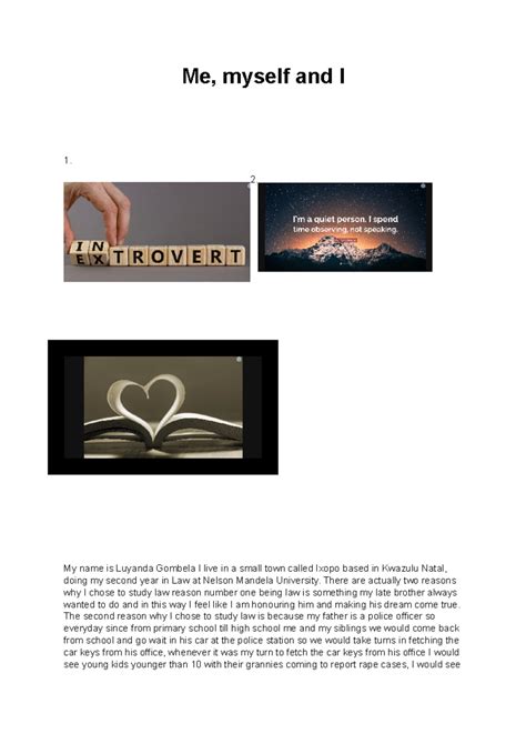 Myself Assignment Me Myself And I 1 2 3 My Name Is Luyanda