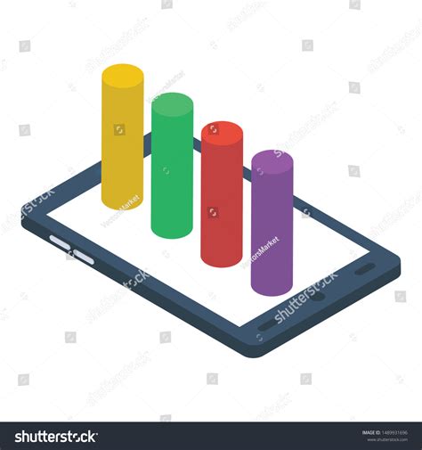 Isometric Design Mobile Data Analytics Stock Vector Royalty Free