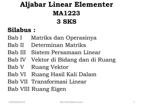 Transformasi Linear Aljabar Linear Elementer Ppt