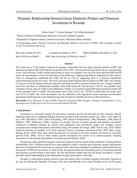 Pdf Dynamic Relationship Between Gross Domestic Product And Domestic Investment In Rwanda
