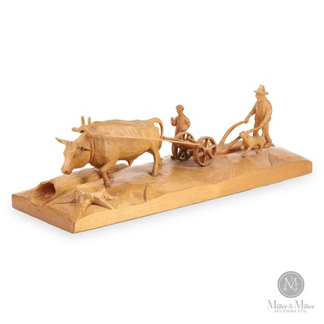 André Dubé Andre Dubé Carving Of Oxen With Plow Mutualart