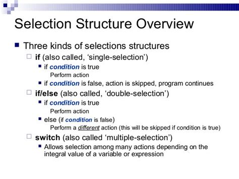 The Three Basic Selection Structures In C Programming Concepts